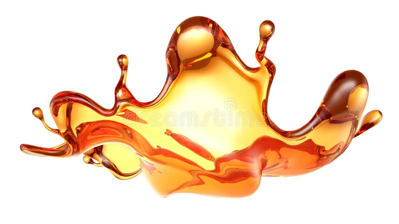 Splash of a Transparent Orange Liquid on a White Background. 3d ...