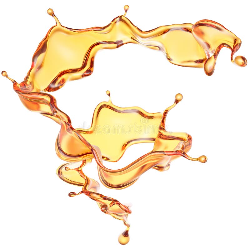 Splash of a Transparent Orange Liquid on a White Background. 3d ...