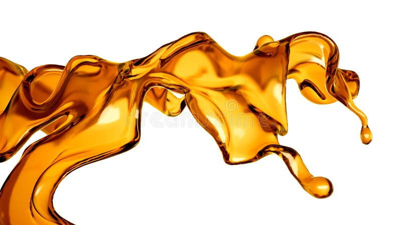 Splash of a Transparent Orange Liquid on a White Background. 3d ...