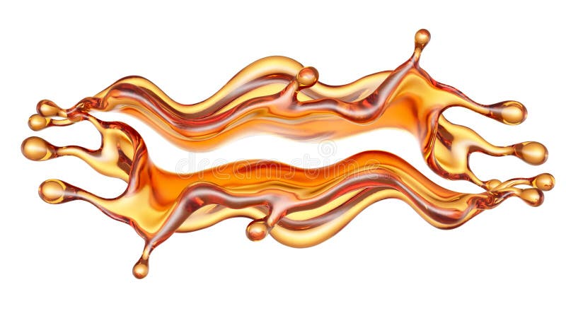 Splash of a Transparent Orange Liquid on a White Background. 3d ...