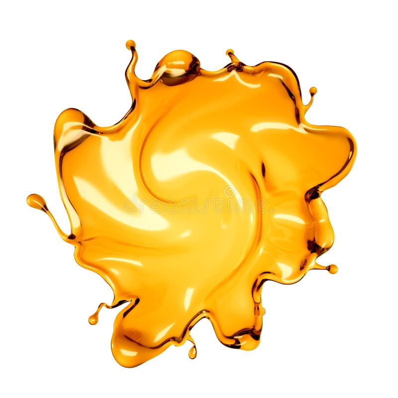 Splash of a Transparent Orange Liquid on a White Background. 3d ...