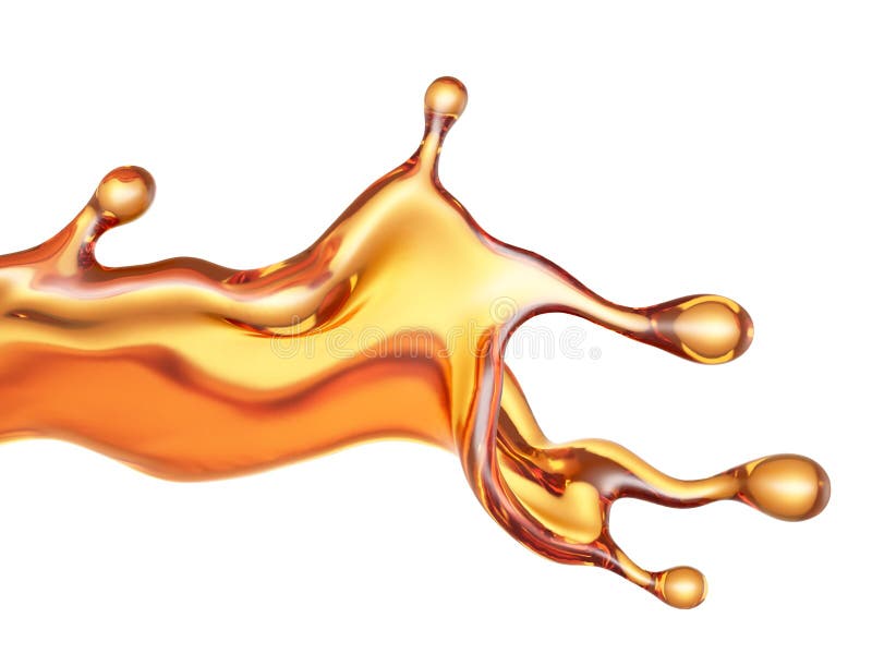 Splash of a Transparent Orange Liquid on a White Background. 3d ...