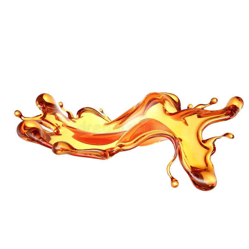 Splash of a Transparent Orange Liquid on a White Background. 3d ...