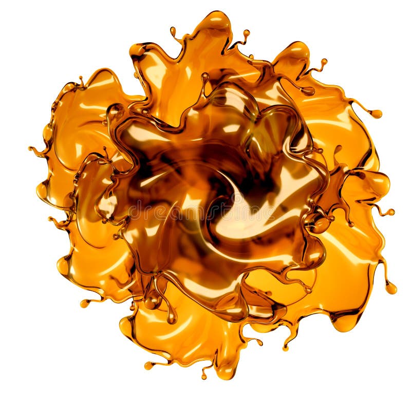 Splash of a Transparent Orange Liquid on a White Background. 3d ...