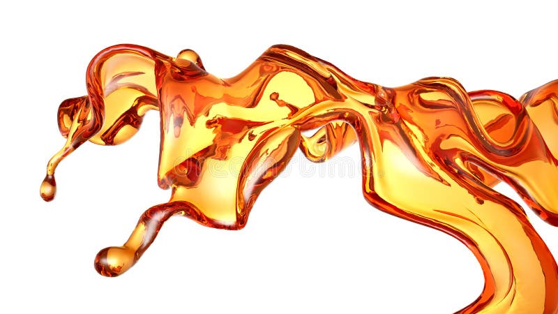 Splash of a Transparent Orange Liquid on a White Background. 3d ...