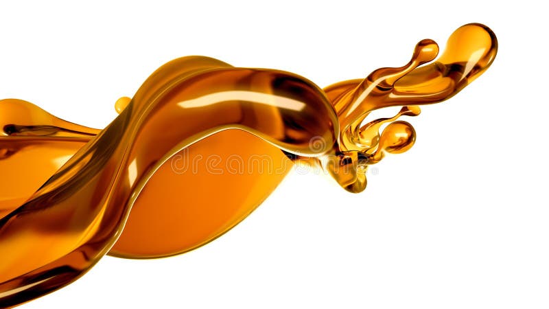 Splash of a Transparent Orange Liquid on a White Background. 3d ...