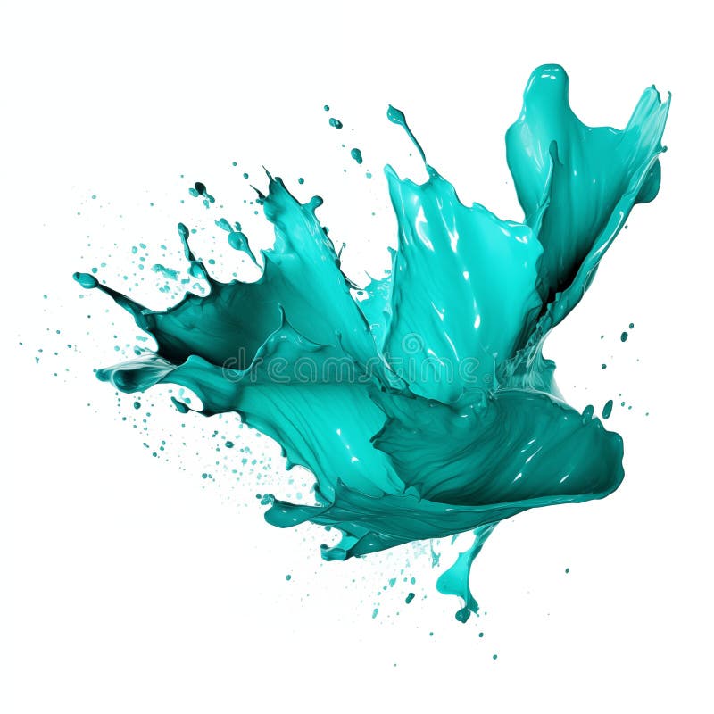 Splash of Turquoise Paint Isolated on a White Background Stock ...