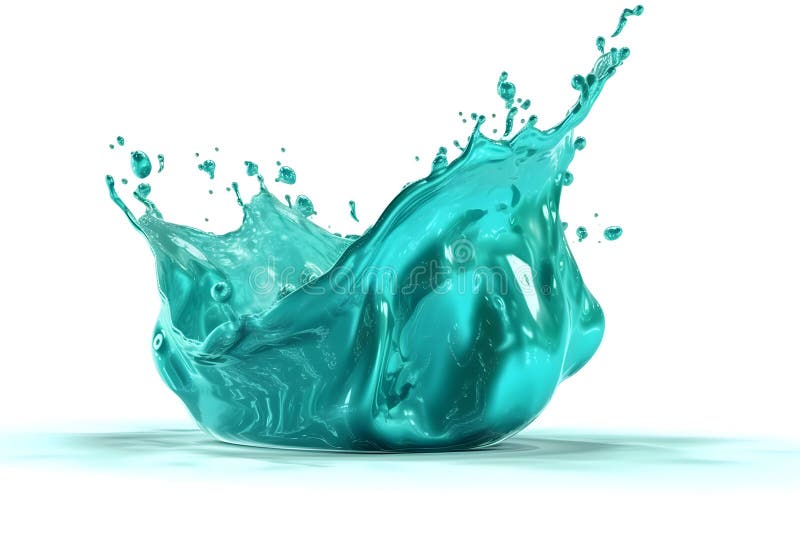 Splash Turquoise Paint on White Background Stock Photo - Image of ...