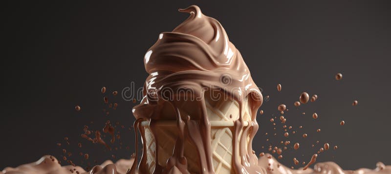 Splash of Vanilla Chocolate Cone Ice Cream Background Stock ...