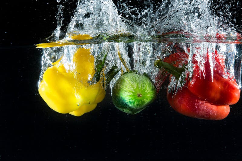 Splash vegetables stock image. Image of bubble, objects - 56895541