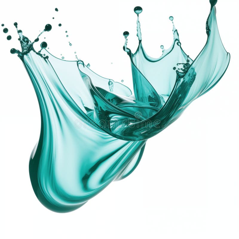 Splash of Vibrant Teal Liquid Isolated on White Background Stock ...
