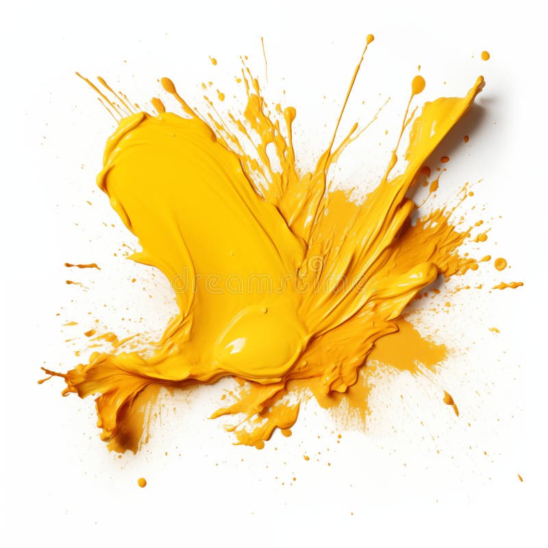 Splash of Vibrant Yellow Paint Splatter on a White Background Stock ...