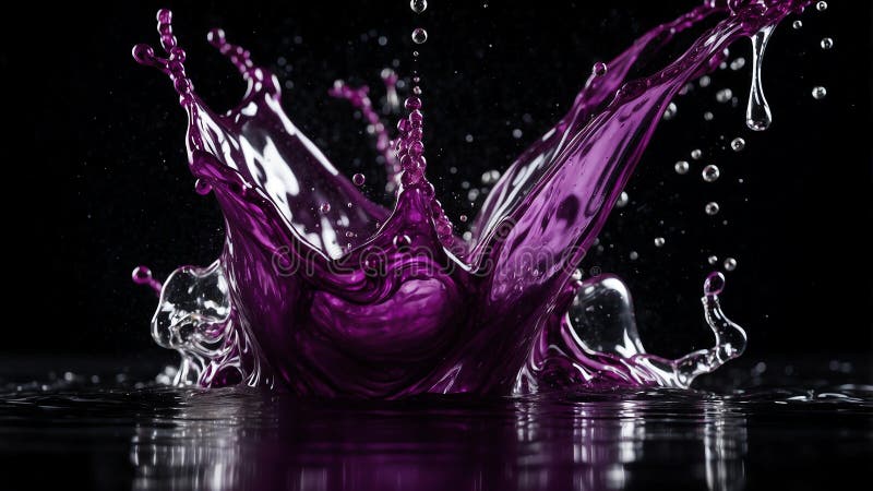 Splash of Violet Liquid Isolated in Black Ai Generated Stock ...