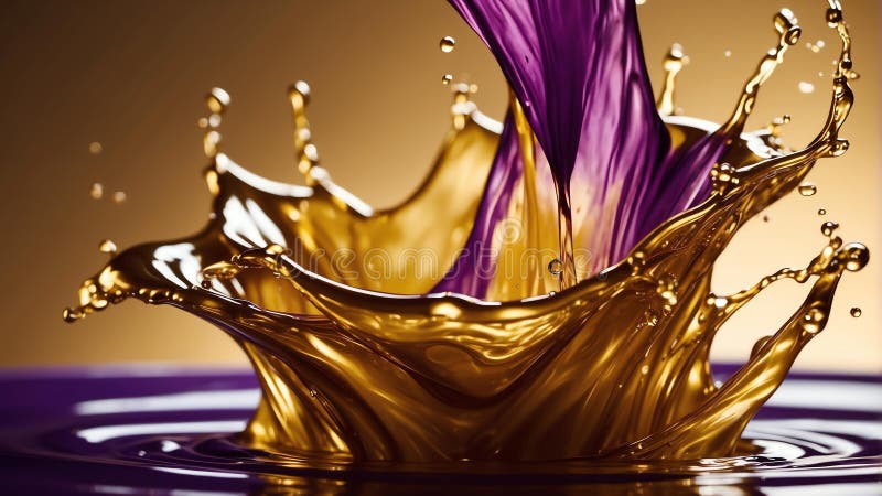 Splash of Violet Liquid Isolated in Gold Ai Generated Stock ...