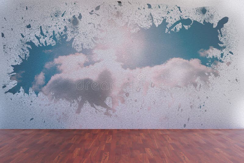 Splash on Wall Revealing Bright Sky Stock Image - Image of clouds, wall ...