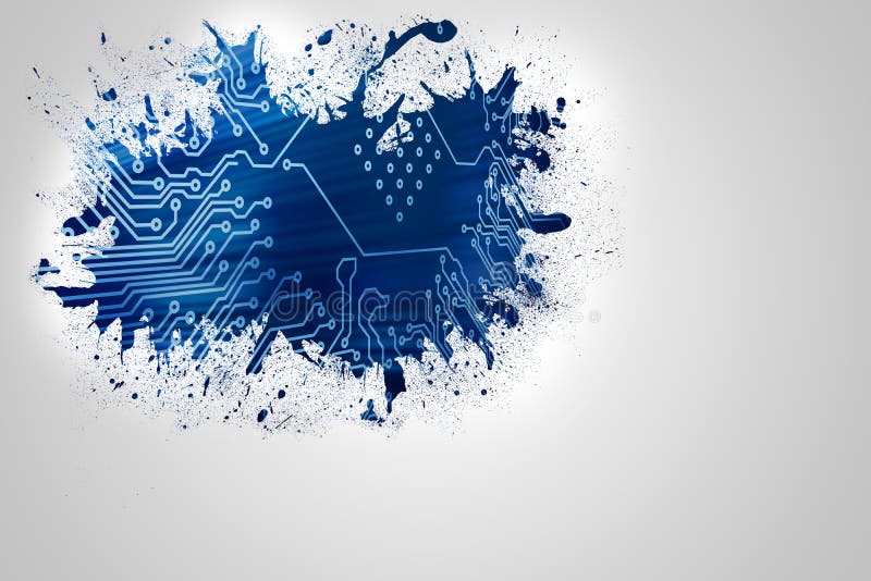 Splash on Wall Revealing Circuit Board Stock Illustration ...