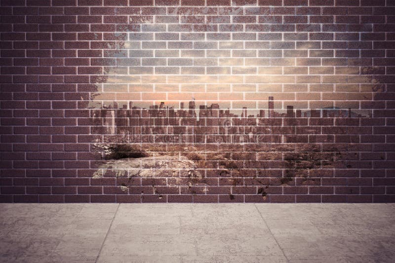 Splash on Wall Revealing Cityscape Stock Illustration - Illustration of ...