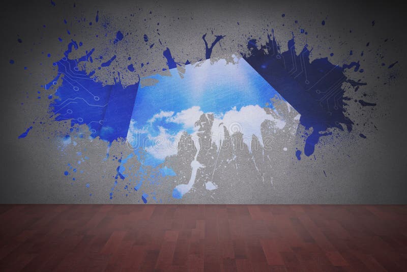 Splash on Wall Revealing Cloud Computing Graphic Stock Illustration ...