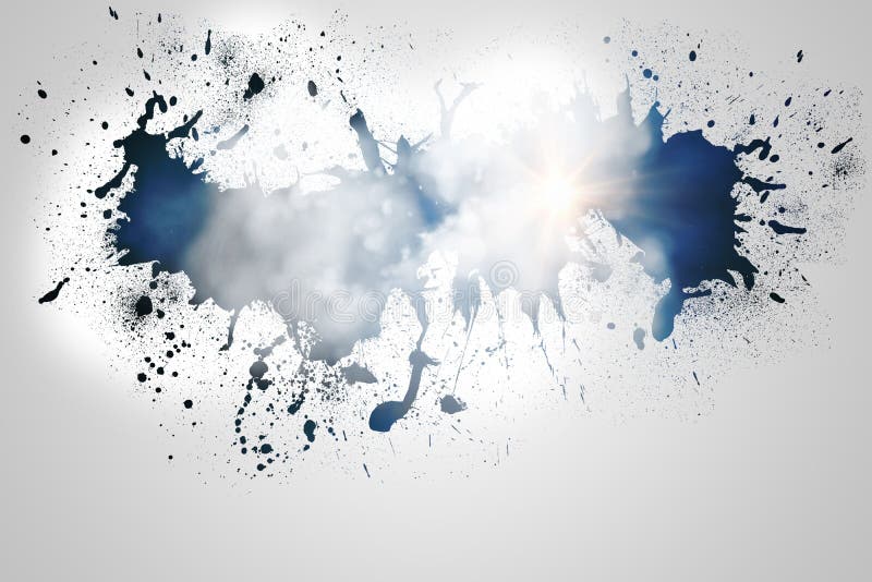 Splash on Wall Revealing Clouds Stock Photo - Image of digital, graphic ...