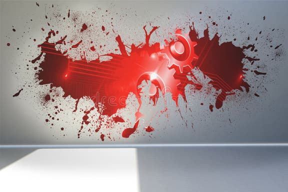 Splash on Wall Revealing Cogs and Wheels Stock Illustration ...