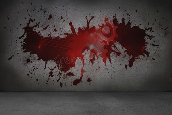 Splash on Wall Revealing Cogs and Wheels Stock Illustration ...