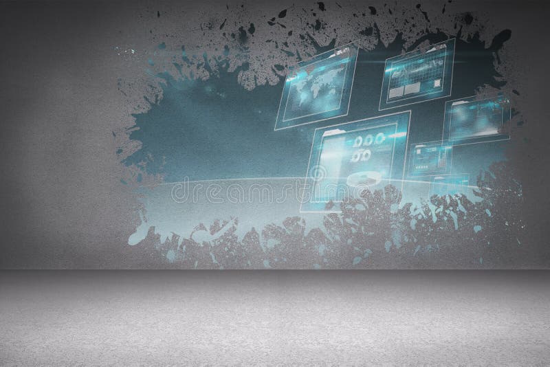 Splash on Wall Revealing Technology Interface Stock Illustration ...