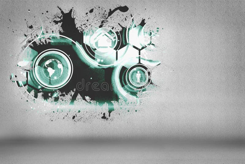 Splash on Wall Revealing Technology Interface Stock Illustration ...