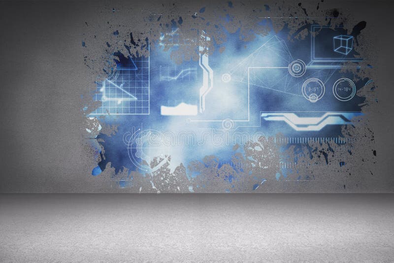Splash on Wall Revealing Technology Interface Stock Illustration ...