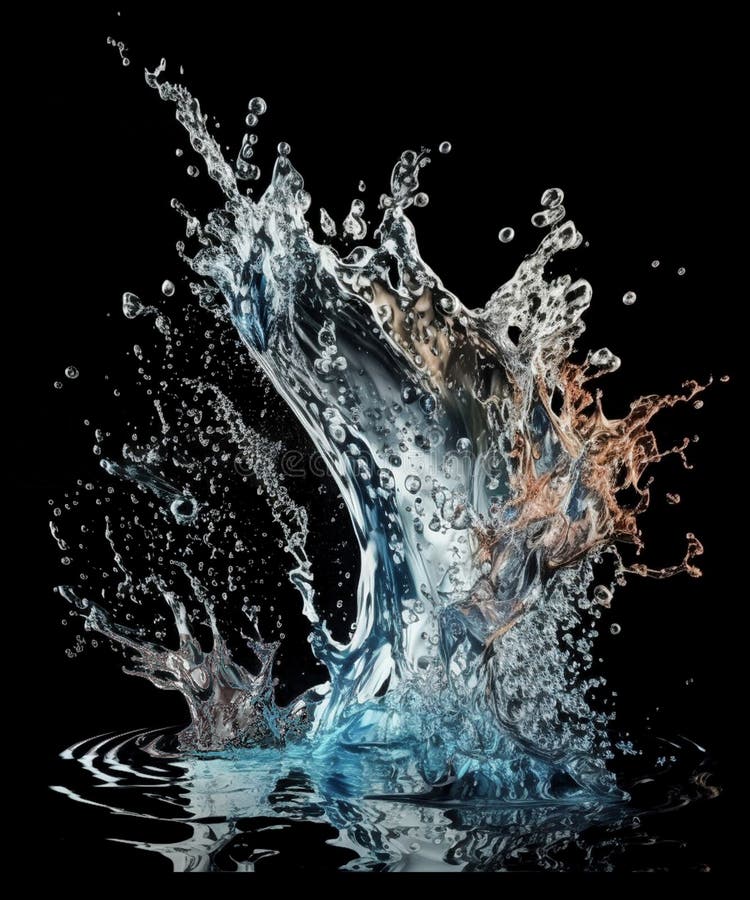 Splash Water on Black Background, Transparent Water Splashes, Drops on ...