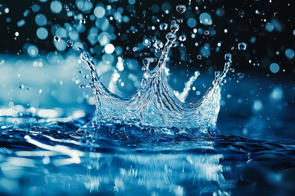 Splash of Water in the Air with a Splash of Water on the Ground. Stock ...