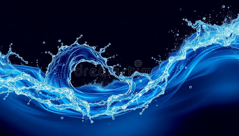 Splash Water and Blue Wave Design Blue Ocean Surf Diving Background ...