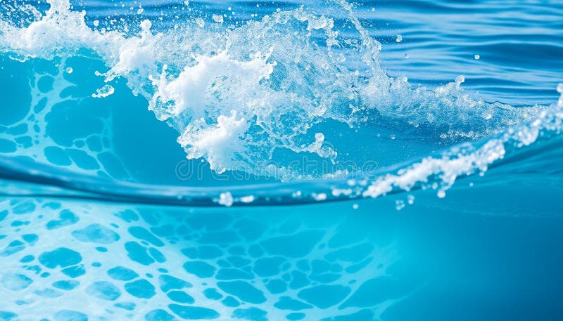 Splash Water and Blue Wave Design Blue Ocean Surf Diving Background ...