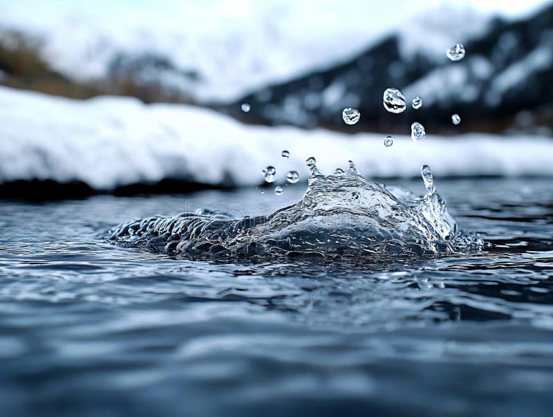 A Splash of Water with Bubbles in the Air Over a Body of Water Stock ...
