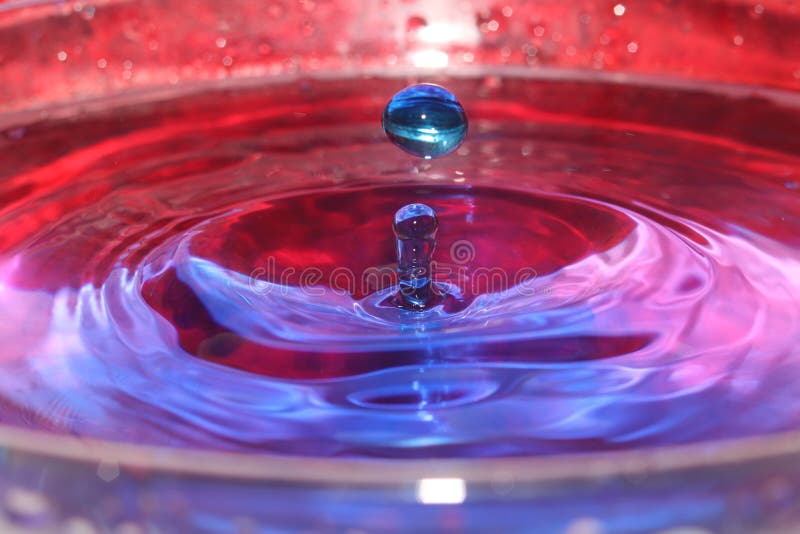 Splash Water Crown and Drops Red and Blue Stock Image - Image of light ...