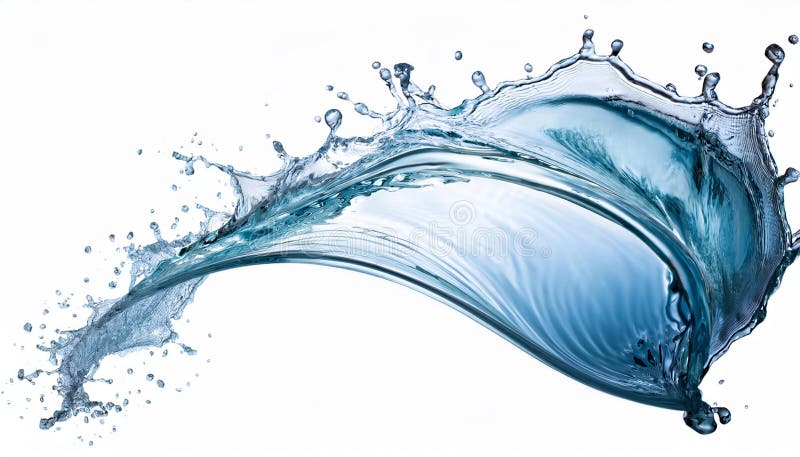 A Splash of Water on a Curve Shape Bold Lines Stunning Isolate on White ...