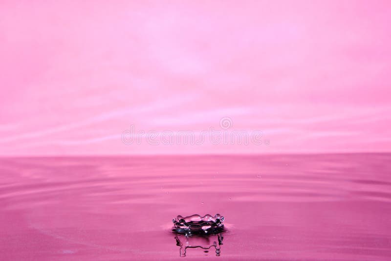 Splash Water after Drop Falls.Pink Abstract Background with Drop in ...