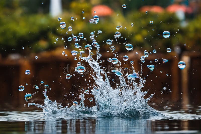 Splash after Water Droplets Fall into the Pond Stock Illustration ...