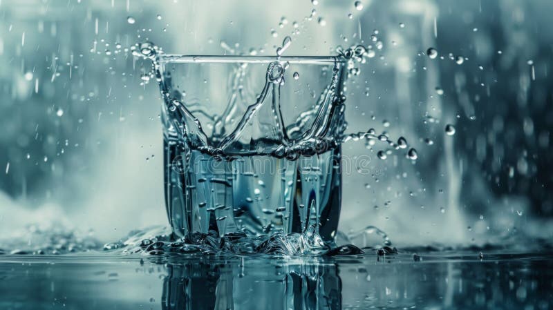 Splash of Water in a Glass with Dramatic Lighting Stock Image - Image ...