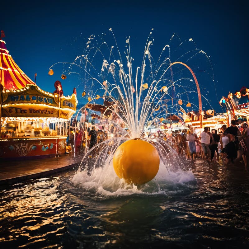 Splash Water Grapefruit with a Dramatic Sunset Over a Tranquil Ocean ...