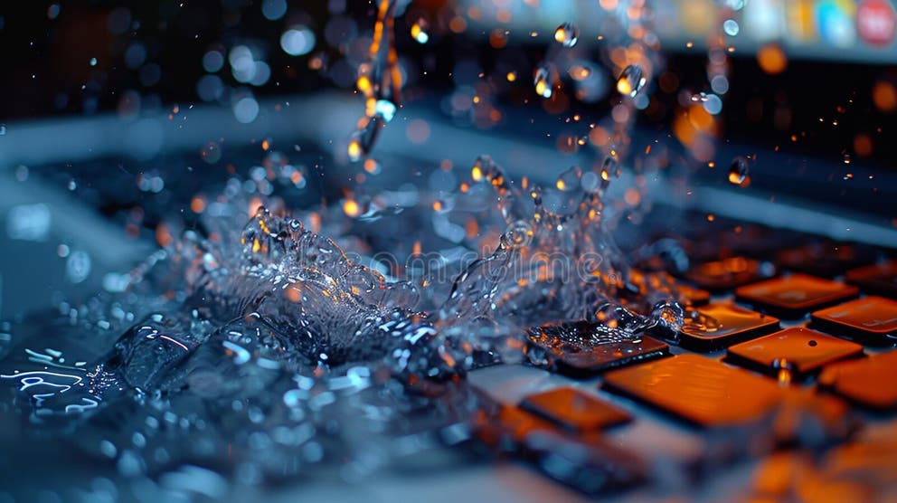 Splash of Water on Keyboard - Generative Ai Stock Illustration ...