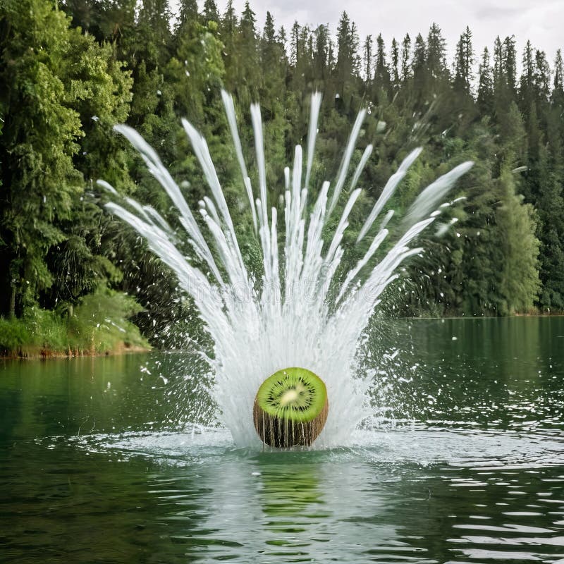 Splash Water Kiwi with Water Exploding Outwards Placed Against the ...