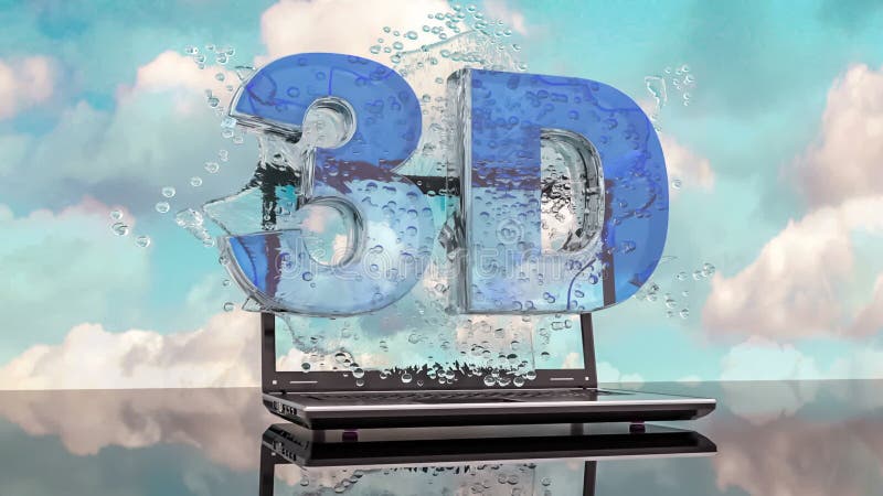 Splash Water from the Laptop Screen with Symbols 3d. Looped Video Stock ...