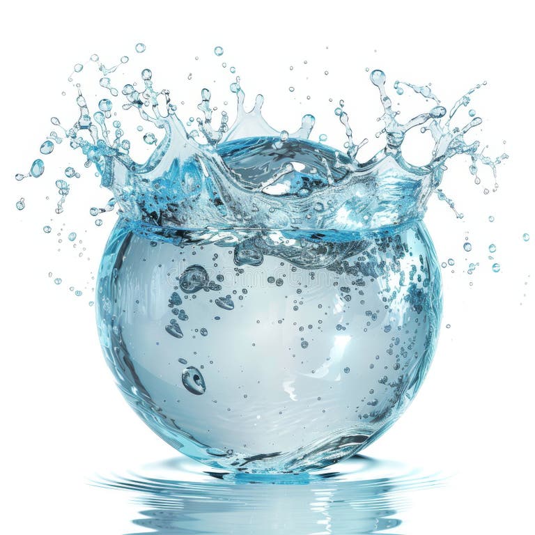 Splash of Water Liquid on a White Background in the Form of a Sphere ...