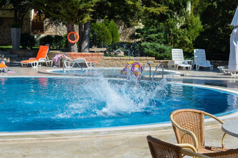 Splash of Water in Pool after Dive during Summer Stock Photo - Image of ...