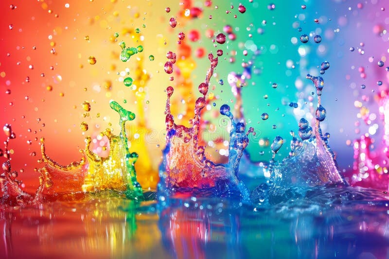 A Splash of Water with a Rainbow in the Middle. Ai Generative Stock ...