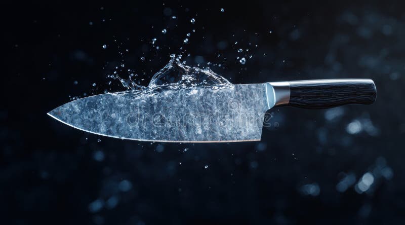 Splash of Water on a Sharp Kitchen Knife Stock Illustration ...