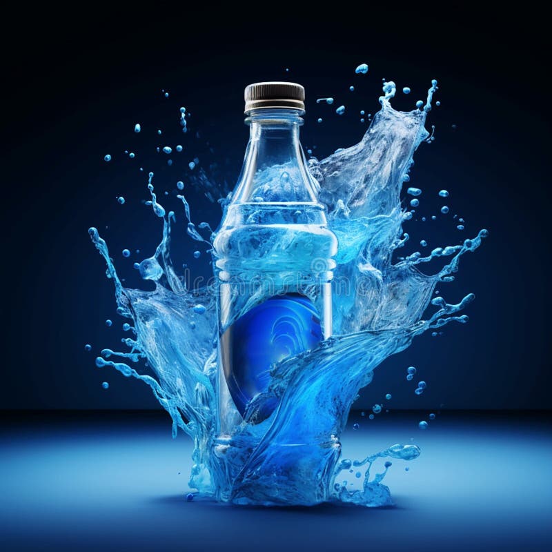 Water Splashing from Clear Glass Bottle Against White Background ...