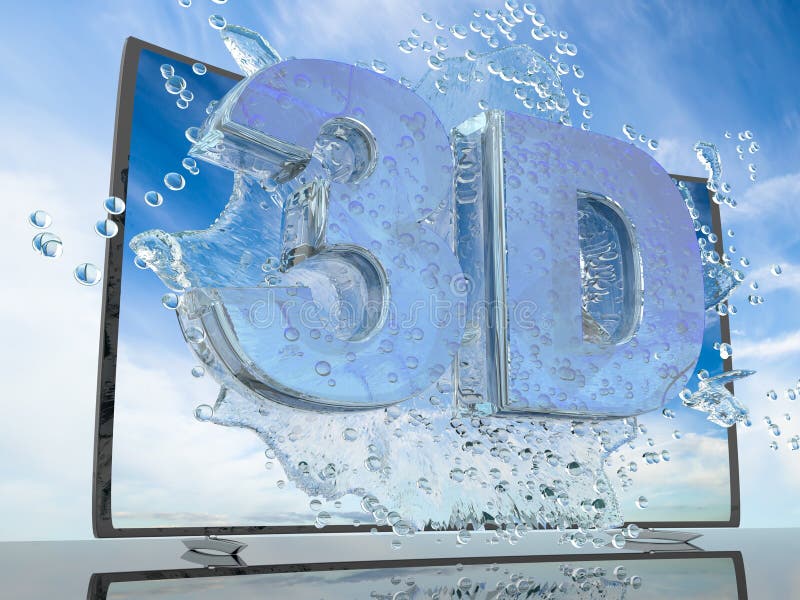 Splash of Water from the TV Screen on a Background of a Sunset ...