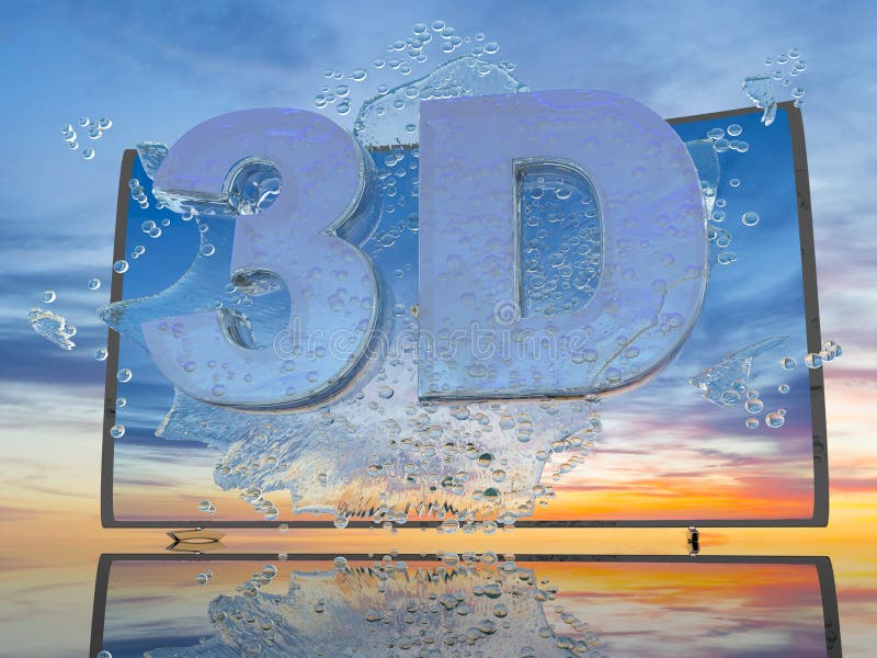 Splash of Water from the TV Screen on a Background of a Sunset ...