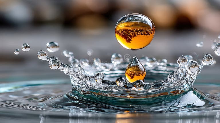 A Splash of Water with Two Small Bubbles in the Middle. Generative AI ...